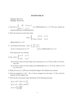 Preliminaries solved examples - HOMEWORK 1 Course: Calculus I Content: Preliminaries Write an ...