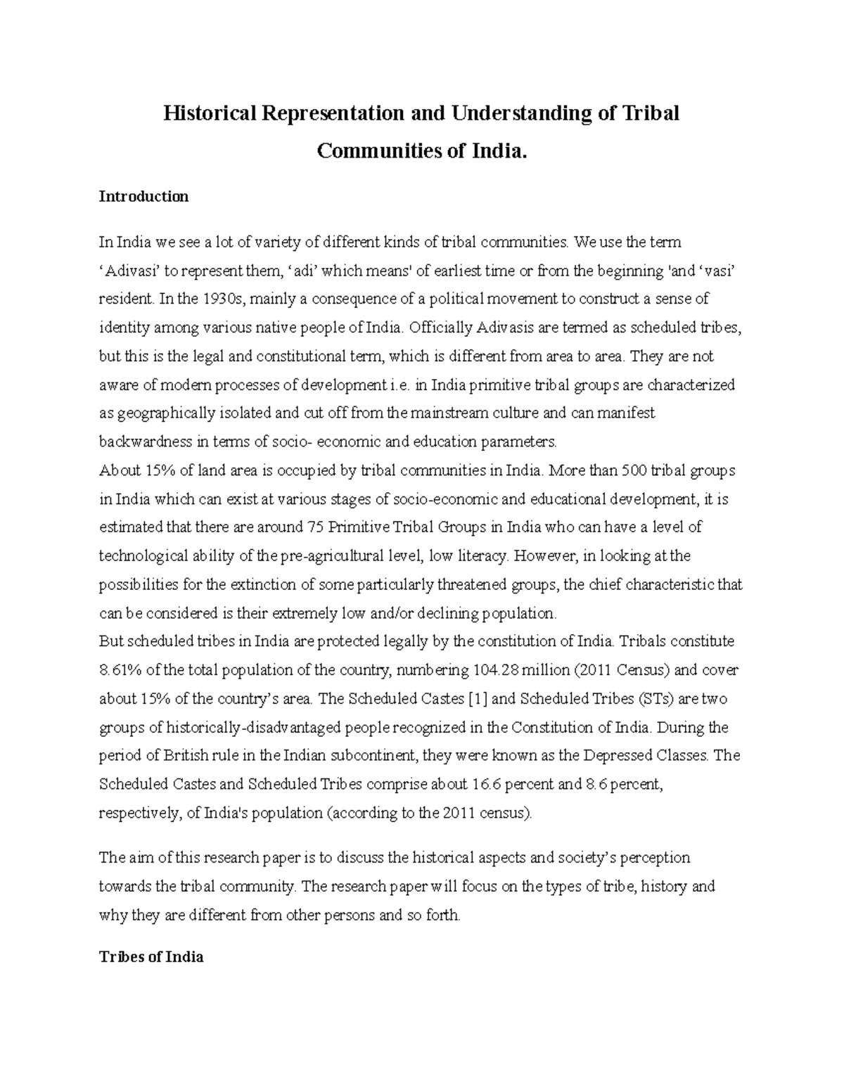 Article 1edited - Historical Representation and Understanding of Tribal ...
