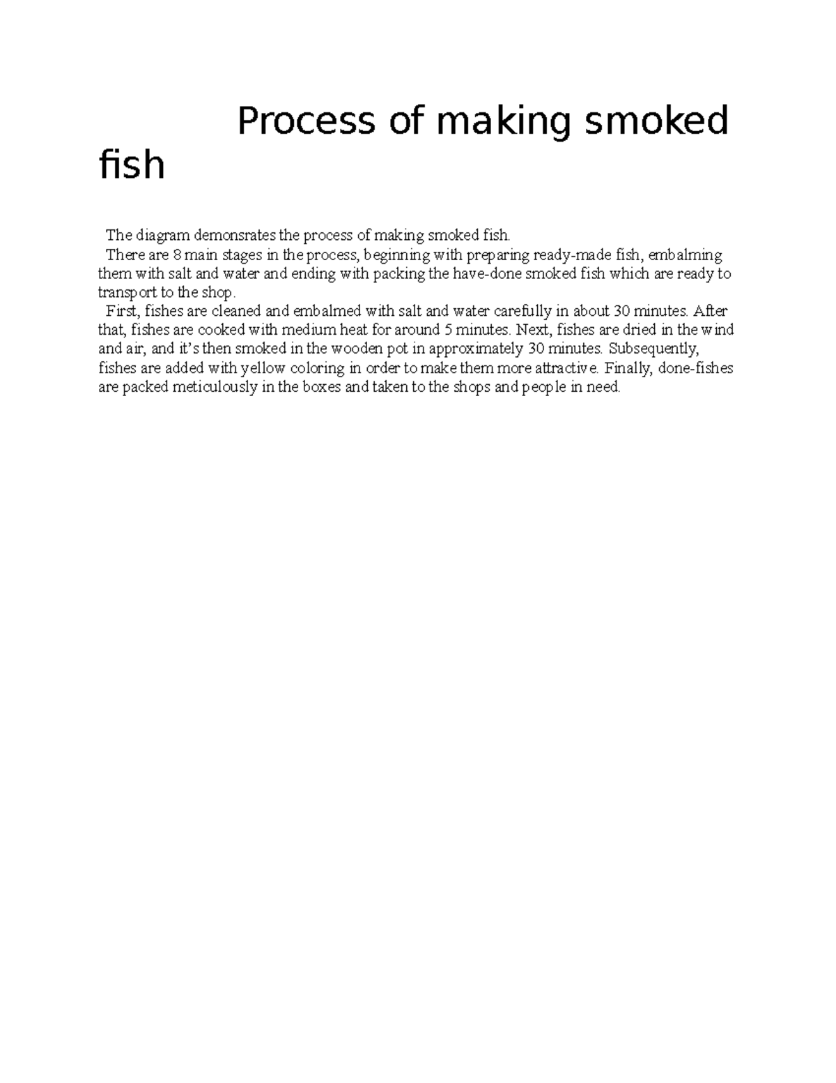 Process of making smoked fish - There are 8 main stages in the process ...