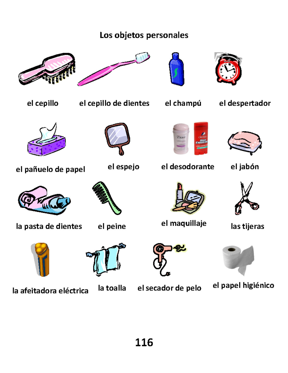 Bathroom vocab - wertyuio - Los objetos personales el cepillo el champú ...