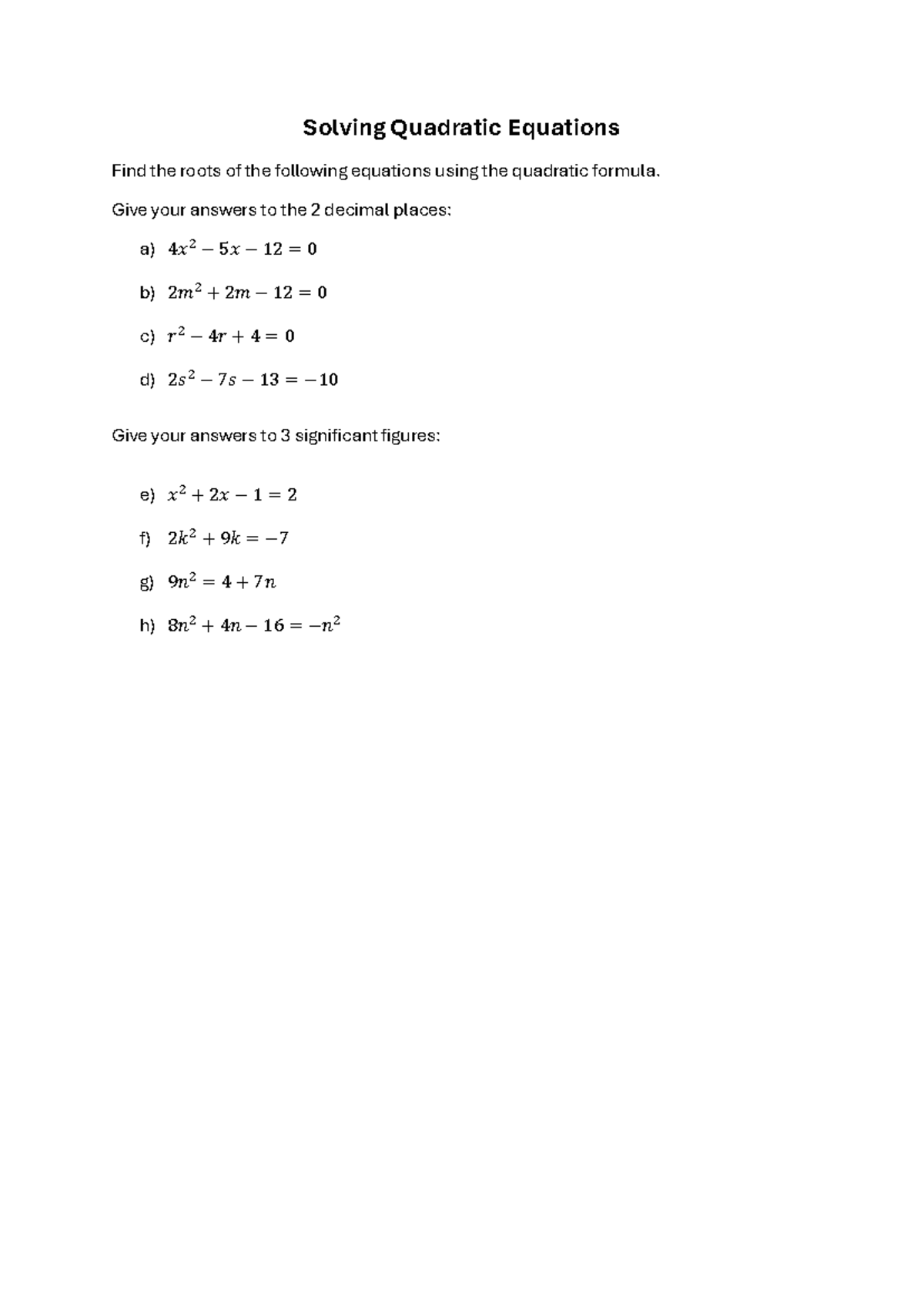 Solving Quadratic Equations - Engineering Mathematic i - Give your ...