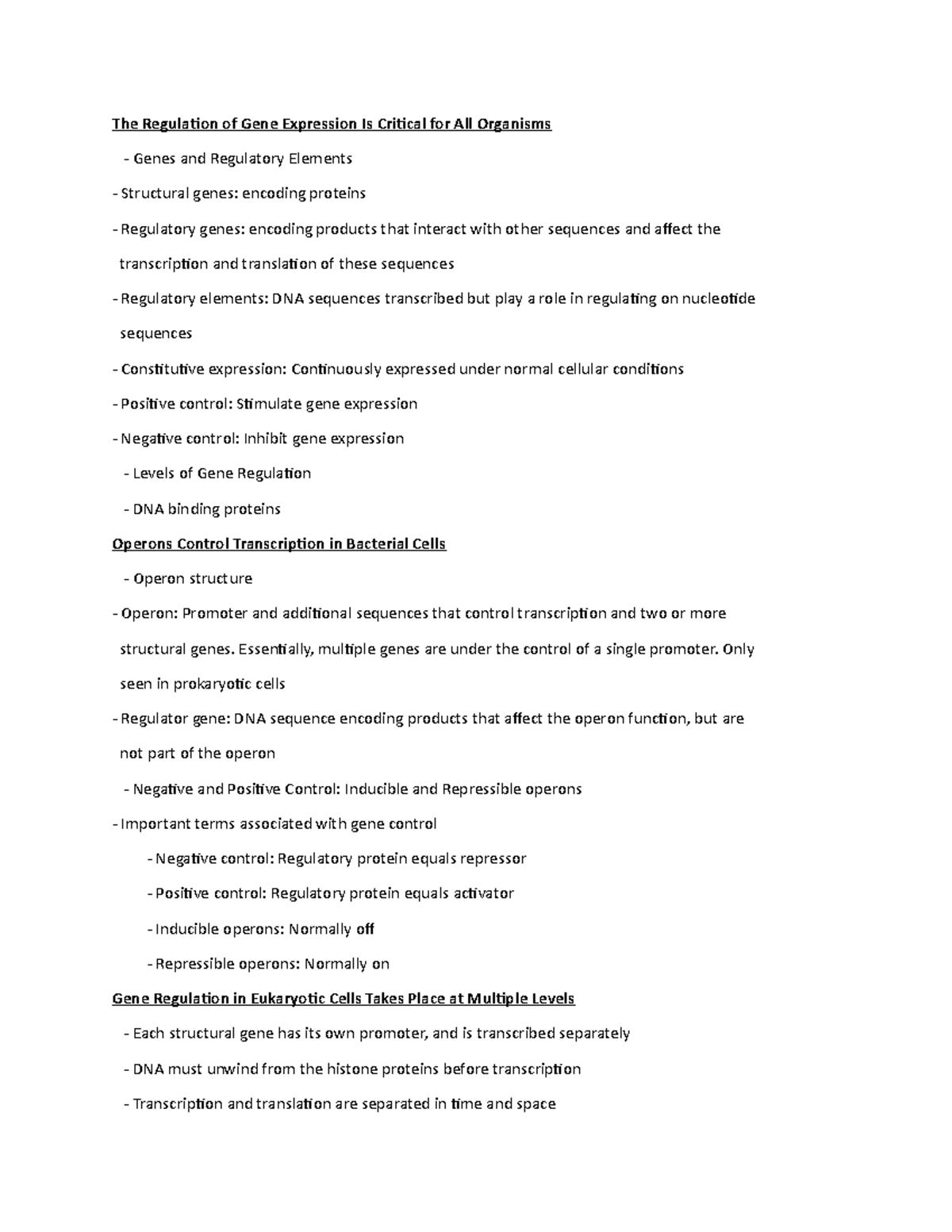 Chapter 12 Genetics - Lecture Notes - The Regulation of Gene Expression ...