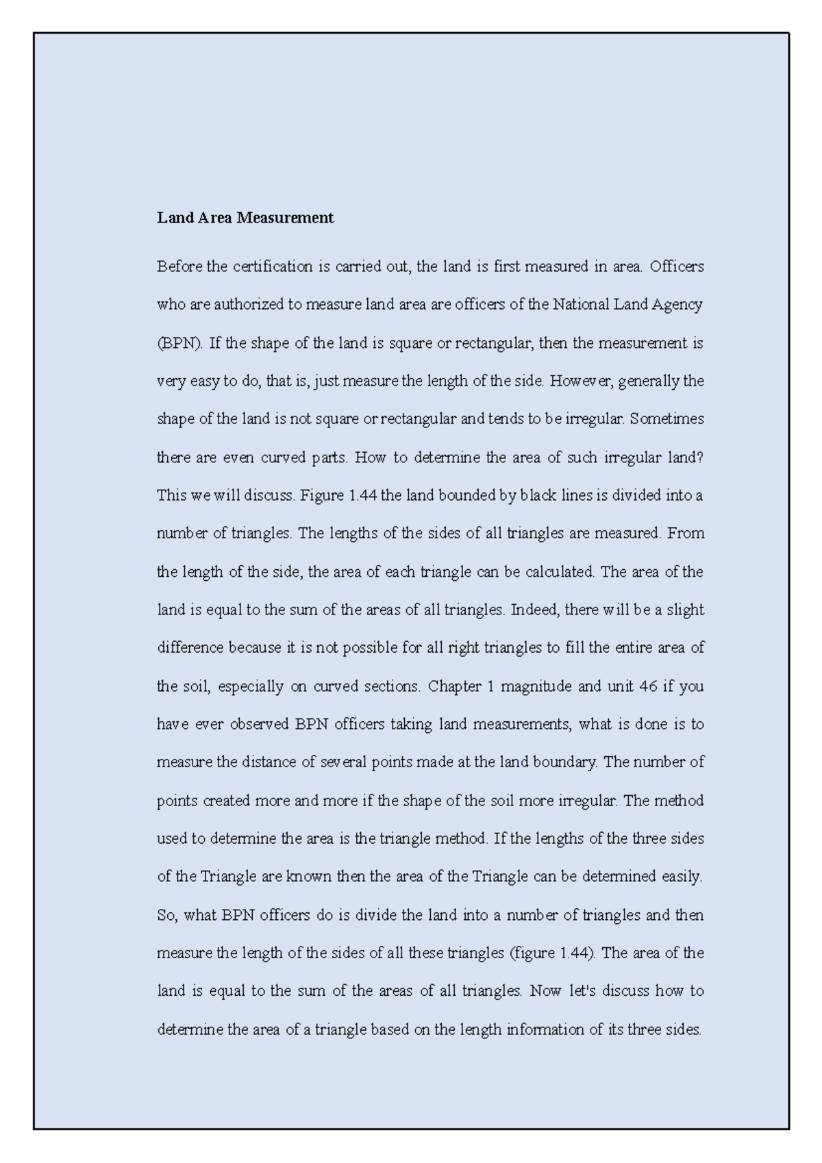 Study Notes - Land Area Measurement - Land Area Measurement Before the ...