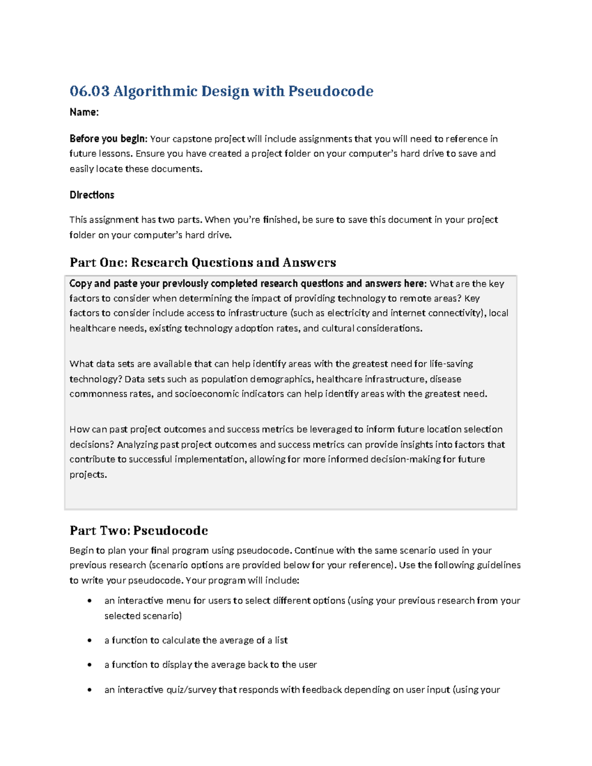 06 03 Algorithmic Design With Pseudocode 06 Algorithmic Design With Pseudocode Name Before