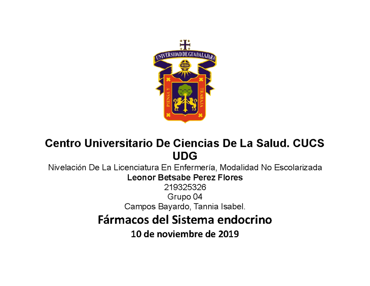 Fármacos del Sistema endocrino - Centro Universitario De Ciencias De La ...