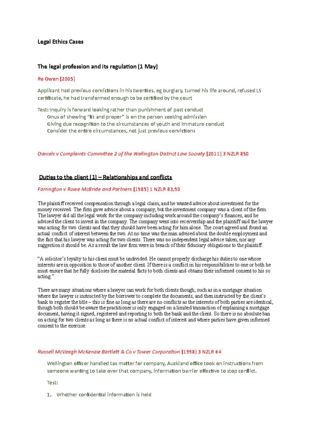 Sample/practice exam, cases answers - Legal Ethics Cases The legal ...