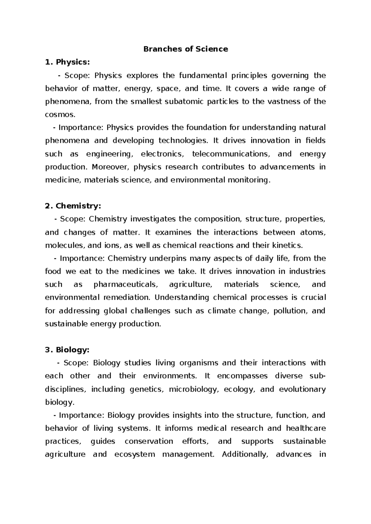 Branches of Science - Branches of Science Physics: Scope: Physics ...