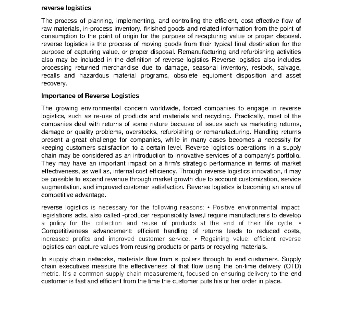 Module 6 - Lecture notes Supply Chain And Logistics Management ...