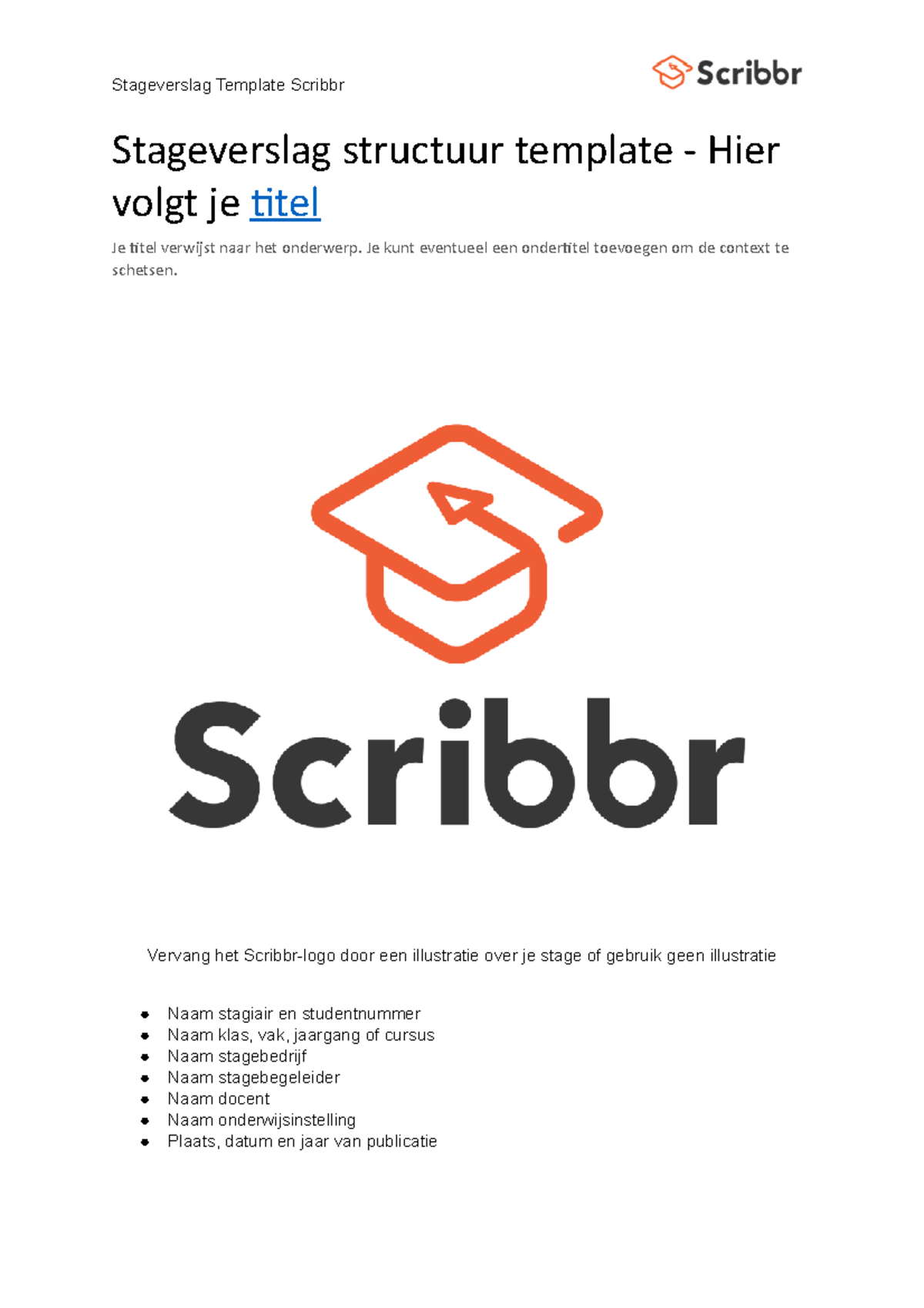 Scribbr-Template-Stageverslag - Stageverslag structuur template - Hier ...