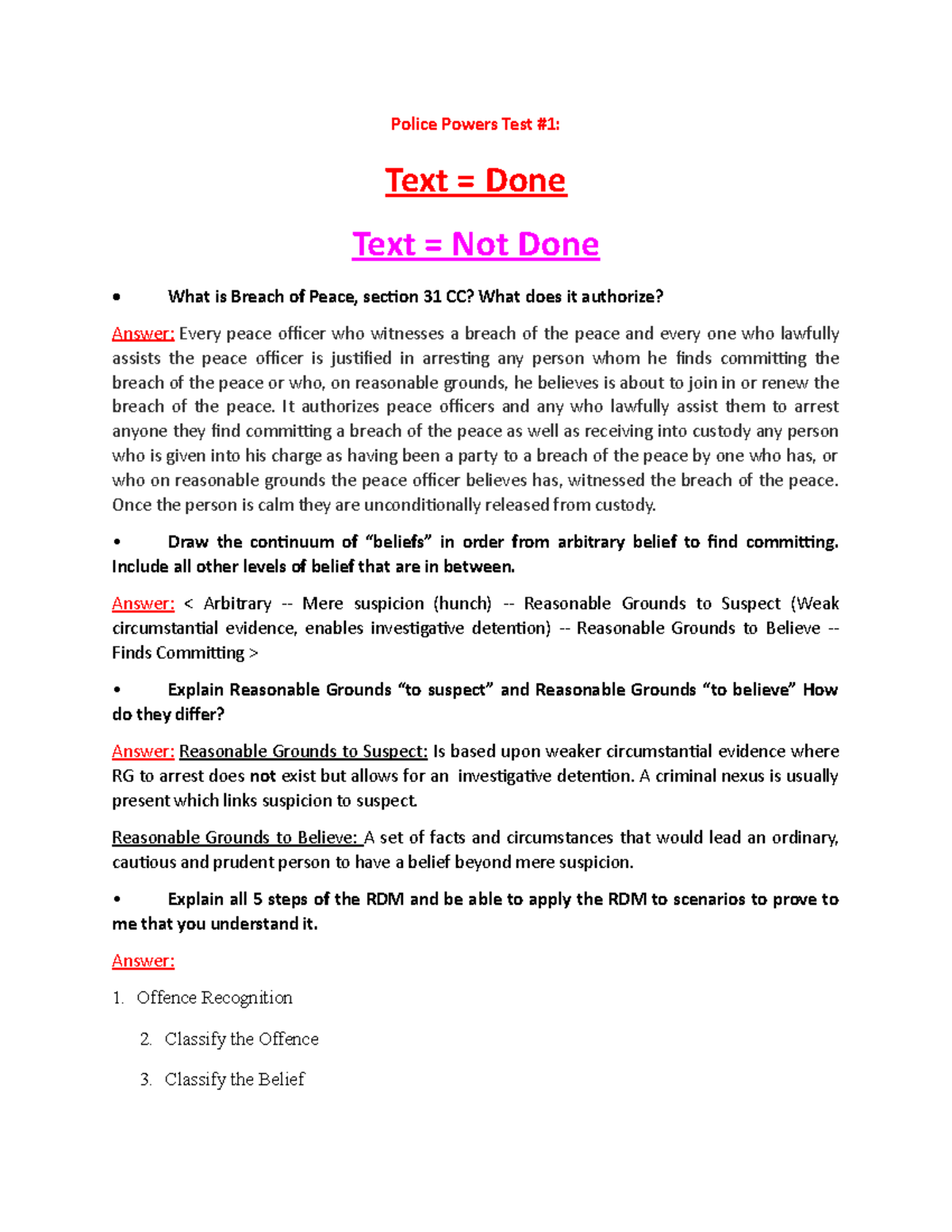 Police Powers Test One Review - Police Powers Test #1: Text = Done Text ...
