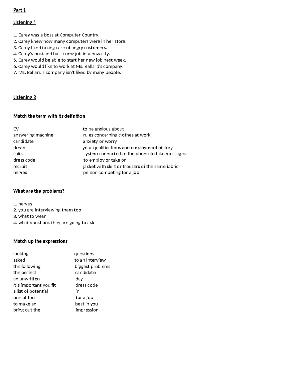 Job interview 3 - muy util para los estudiantes - Part 1 Listening 1 ...