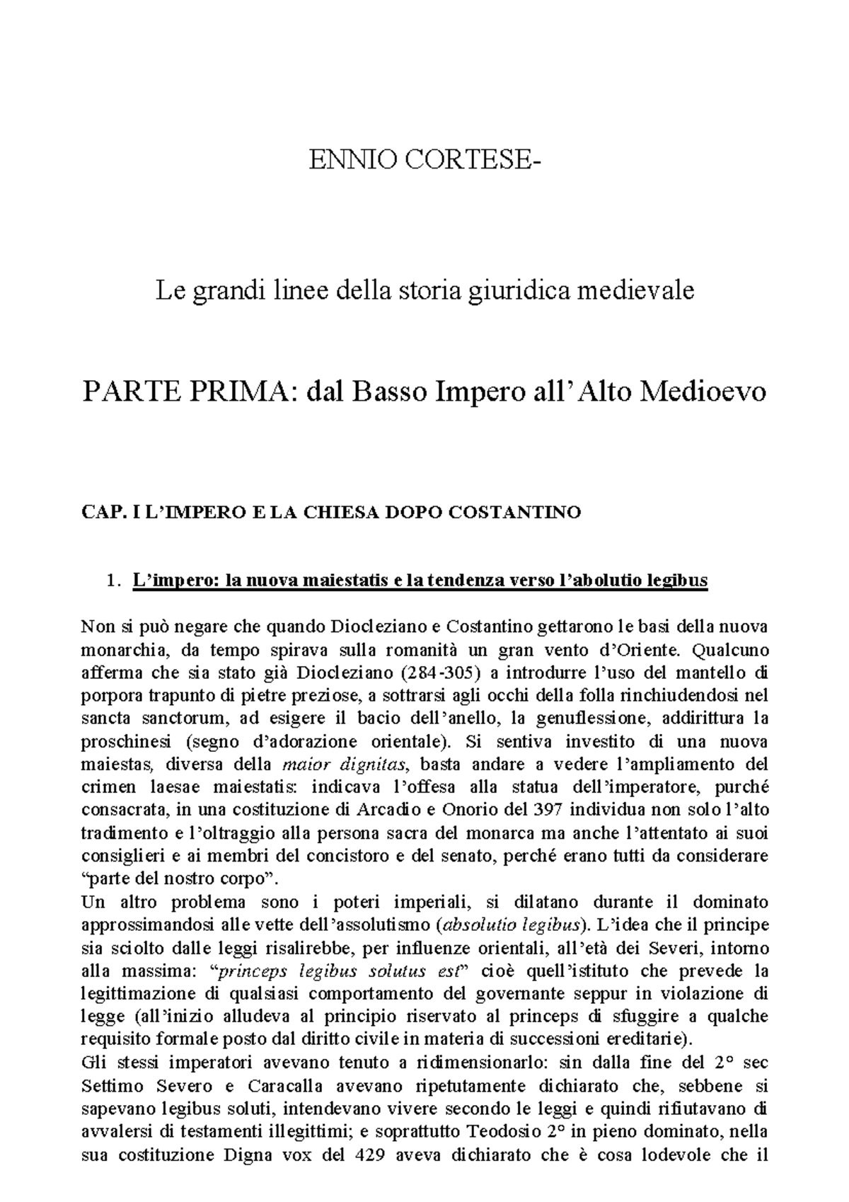 Ennio Cortese Le grandi linee della storia giuridica medievale cap1 ...