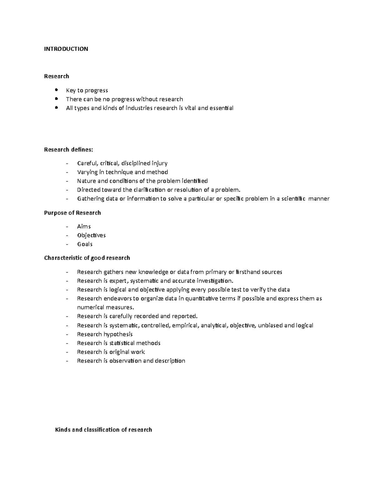 Introduction to research - INTRODUCTION Research Key to progress There ...