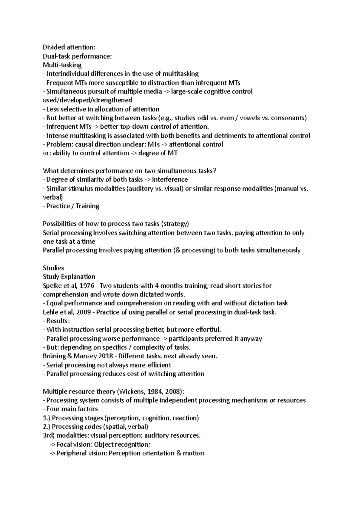 Divided attention - Abnormal Psychology - Divided attention: Dual-task ...