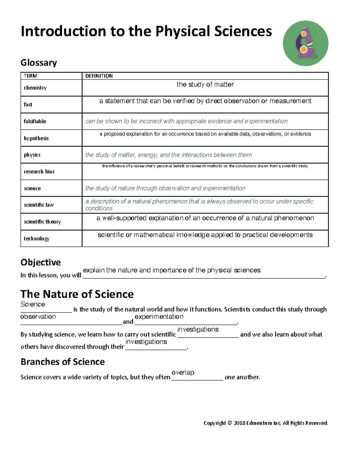 Guided Notes - Introduction to the Physical Sciences - Introduction to ...