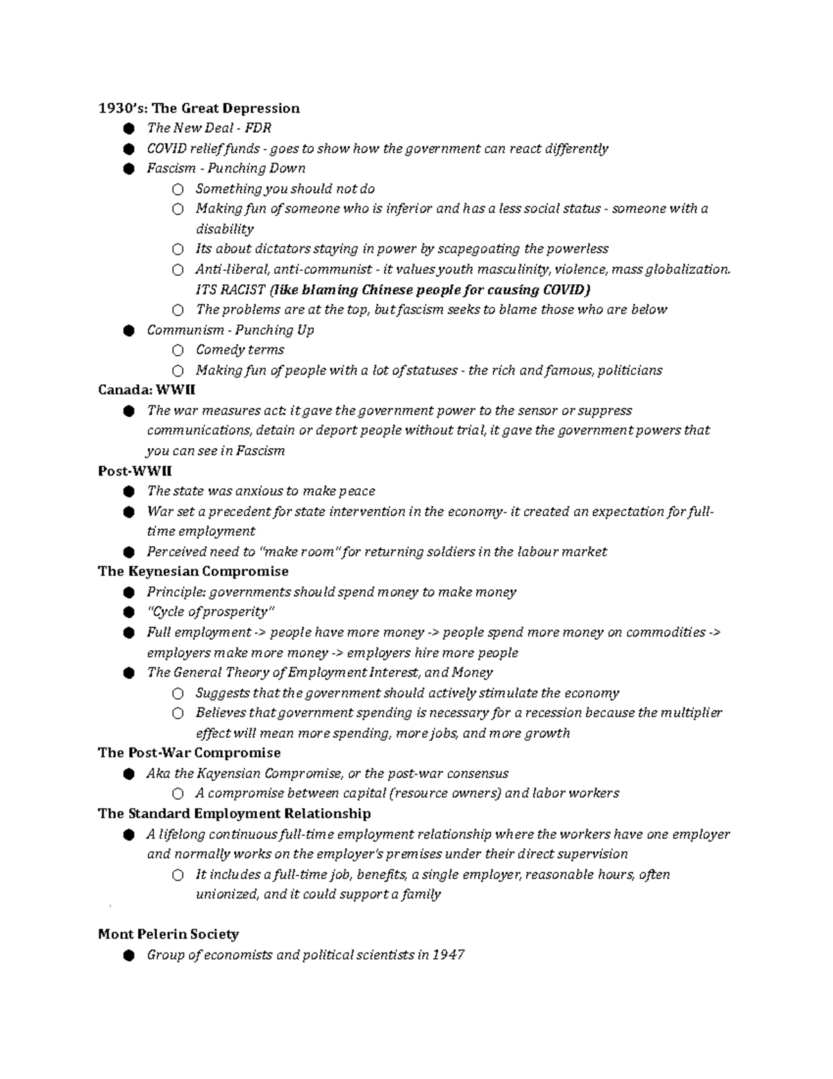Module 1 - Notes - 1930’s: The Great Depression The New Deal - FDR ...