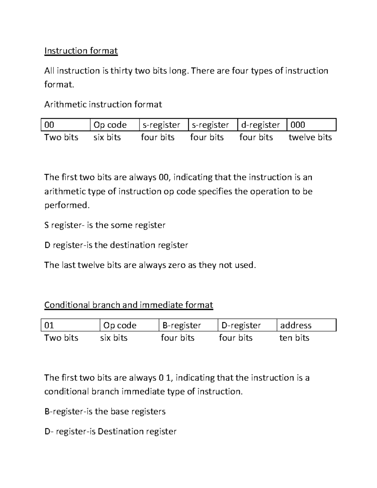 Instruction format - Instruction format All instruction is thirty two ...