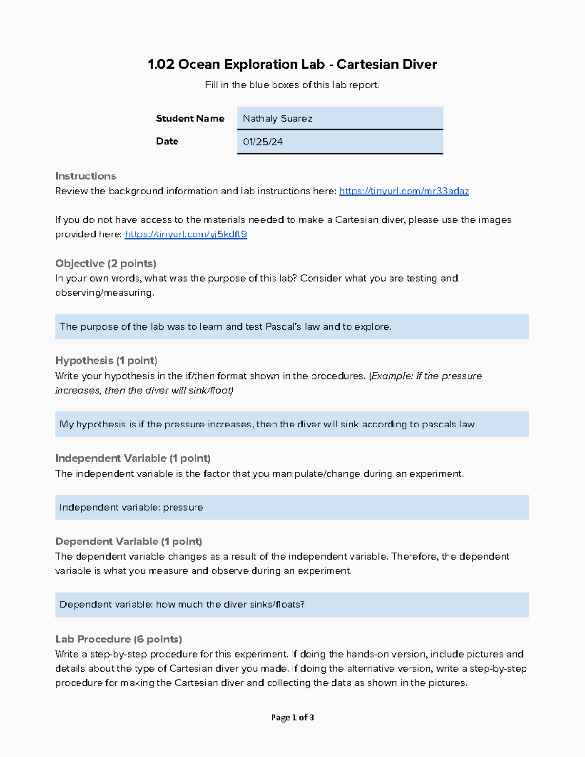 1.02 ocean exploration lab flvs - 1 Ocean Exploration Lab - Cartesian ...