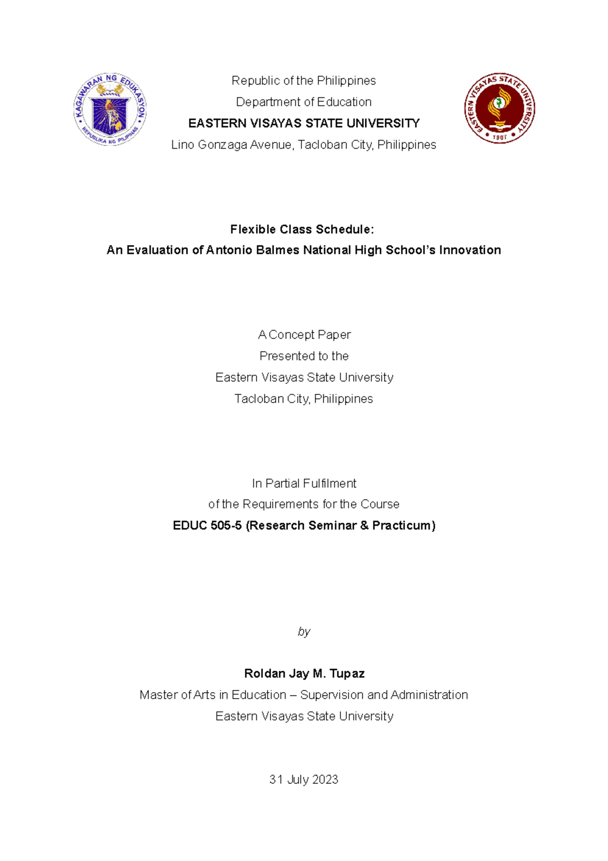 Sample-Background of the Study - Republic of the Philippines Department ...