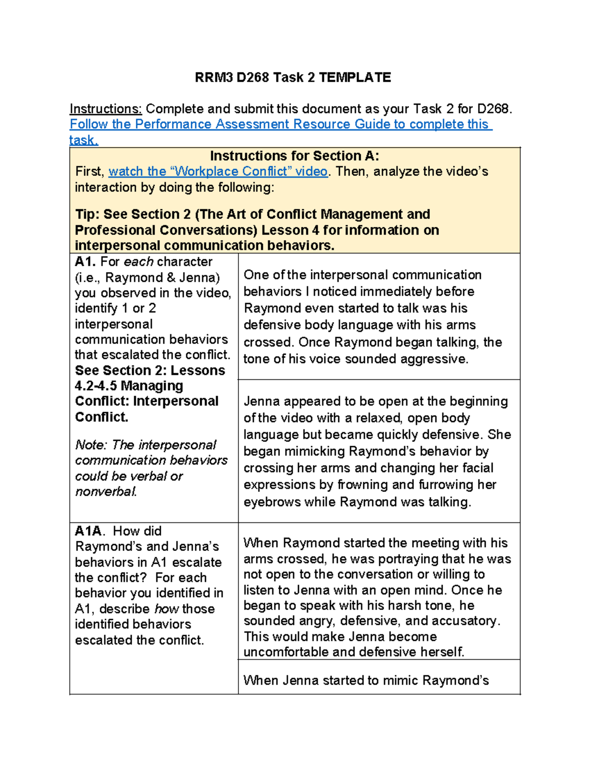 RRM3 D268 Task 2 - Follow the Performance Assessment Resource Guide to ...