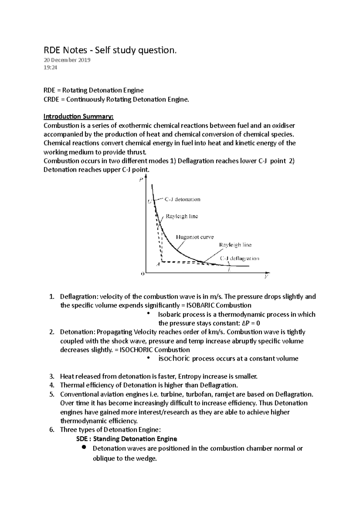 RDE Notes - Self study question - 20 December 2019 19: RDE = Rotating ...