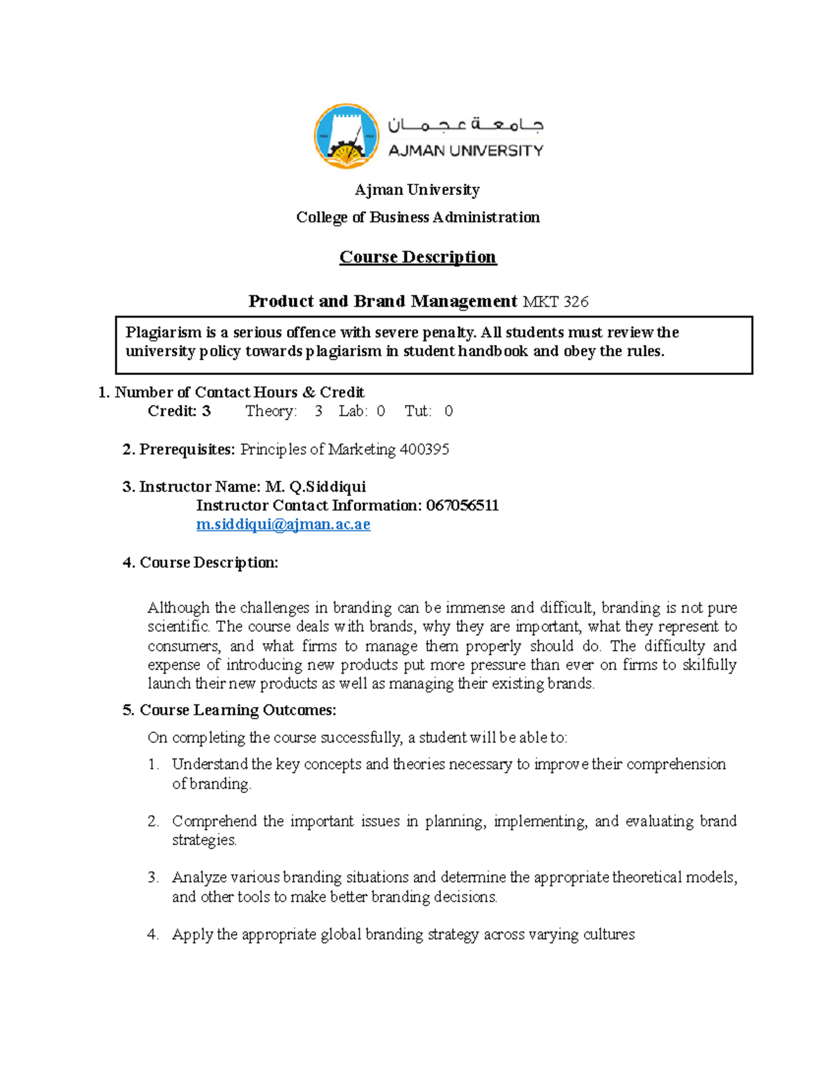 Product and Brand Management-course syllabi 2018 2 modified - Ajman ...