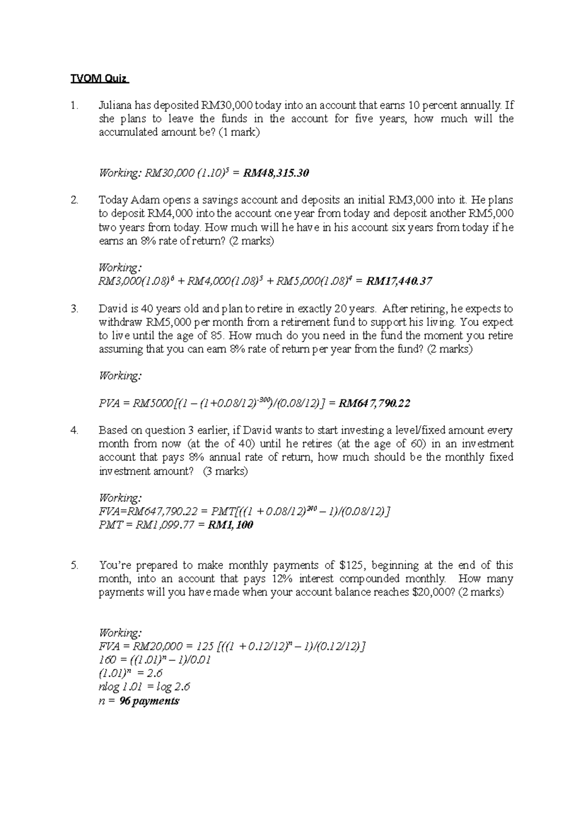 TVOM Quiz - Quiz for topic - TVOM Quiz Juliana has deposited RM30,000 ...