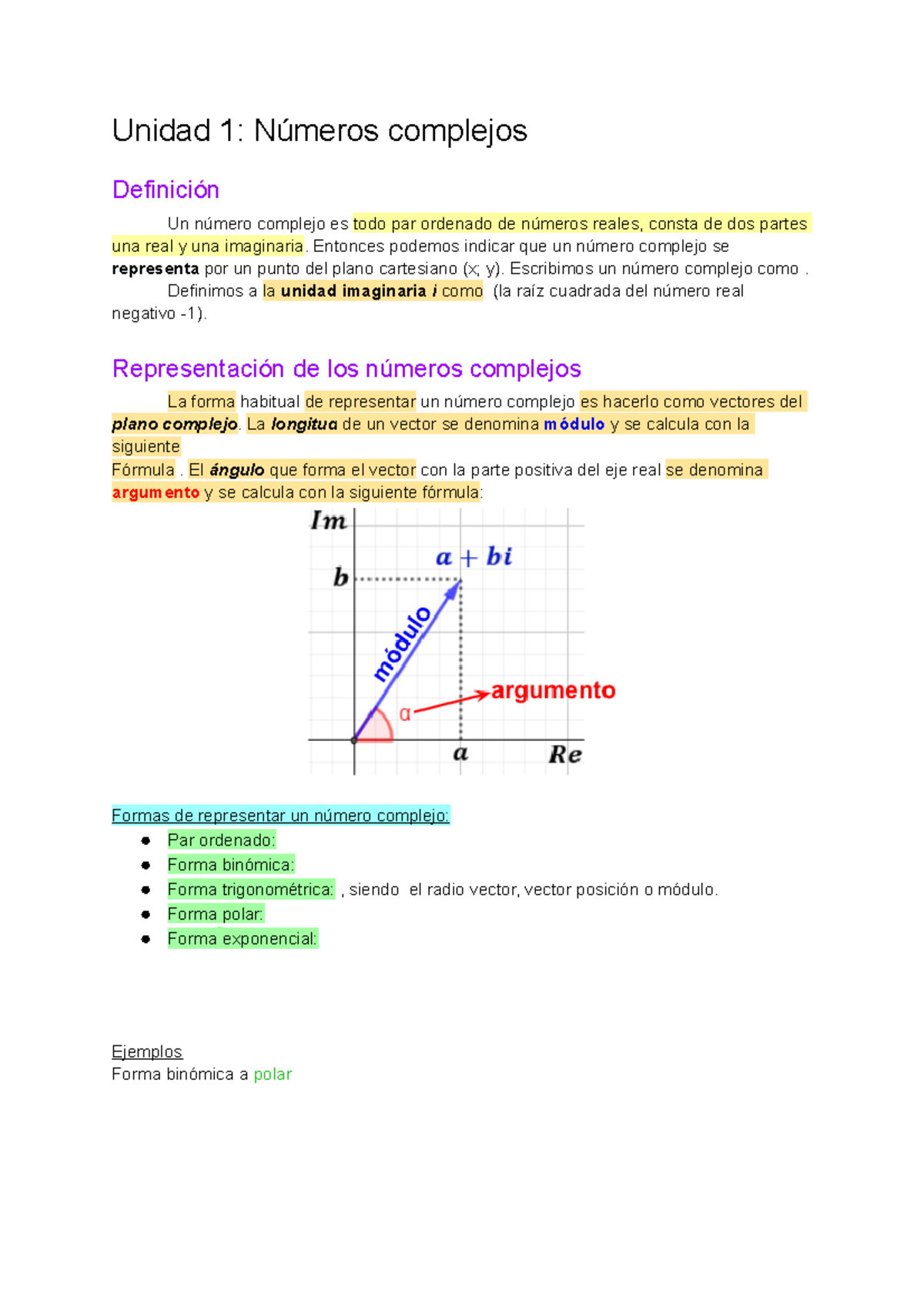 All Units Algebra - Unidad 1: Números complejos Definición Un número ...