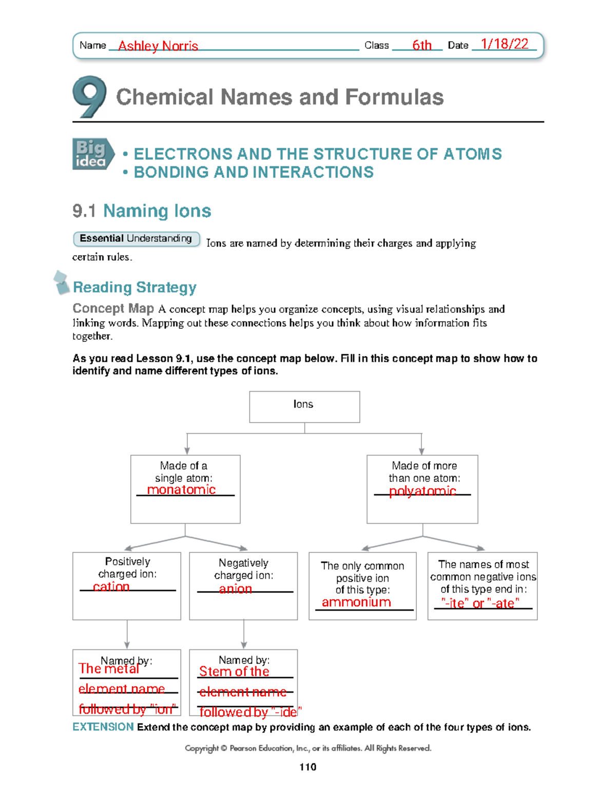 Guided Reading 9.1 - Name Class Date Chemical Names and Formulas ...