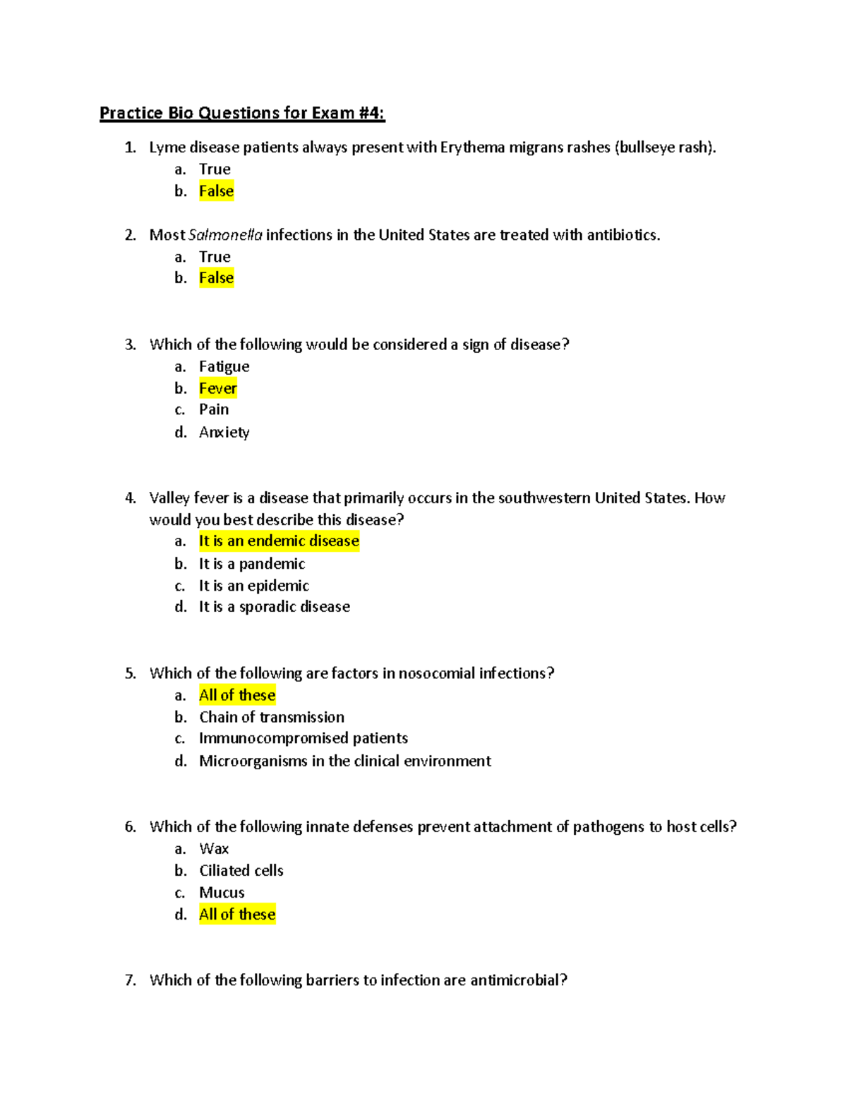 Practice bio questions part 9 - Practice Bio Questions for Exam #4 ...