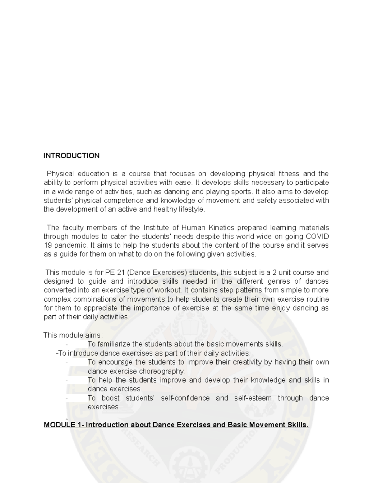 Dance-Exercise - Physical education is a course that focuses on ...