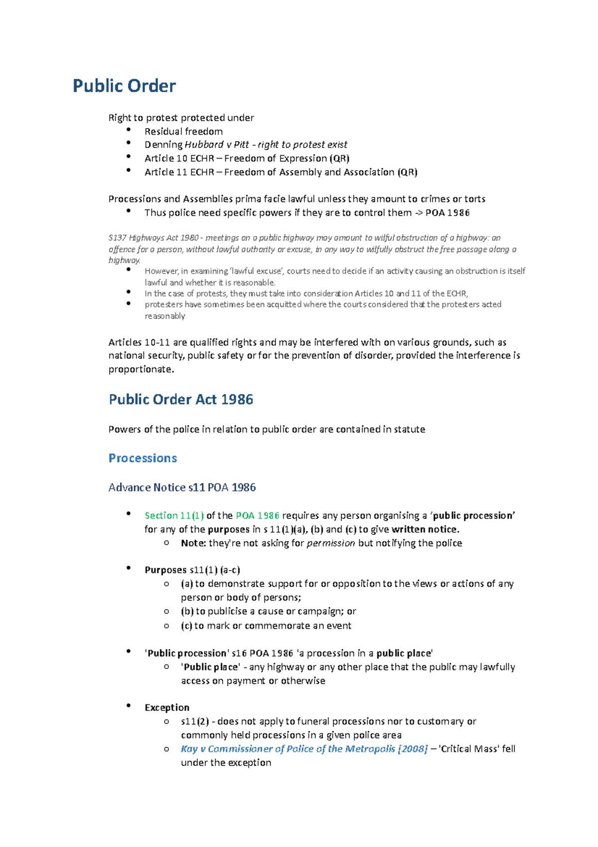 Public Order - Human Rights - Public Order Right to protest protected ...