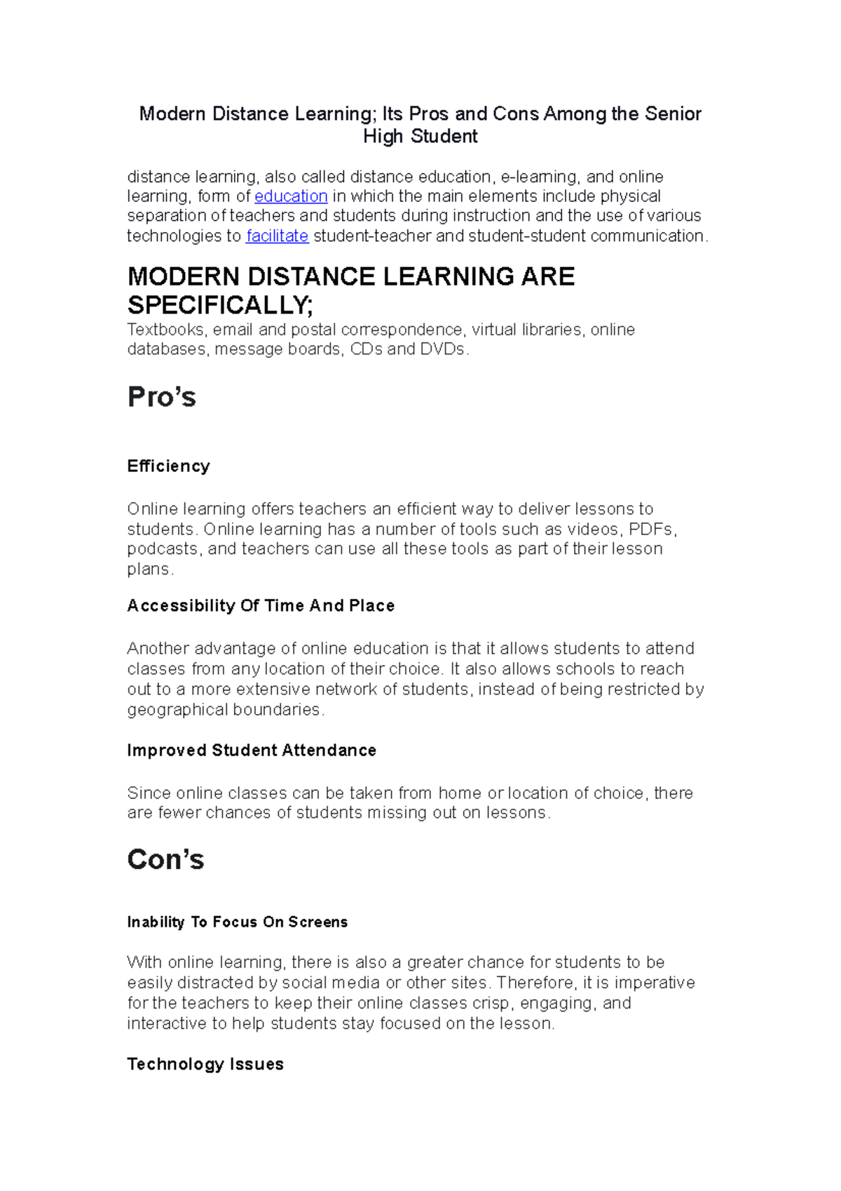 practical research chapter 1 - Modern Distance Learning; Its Pros and ...