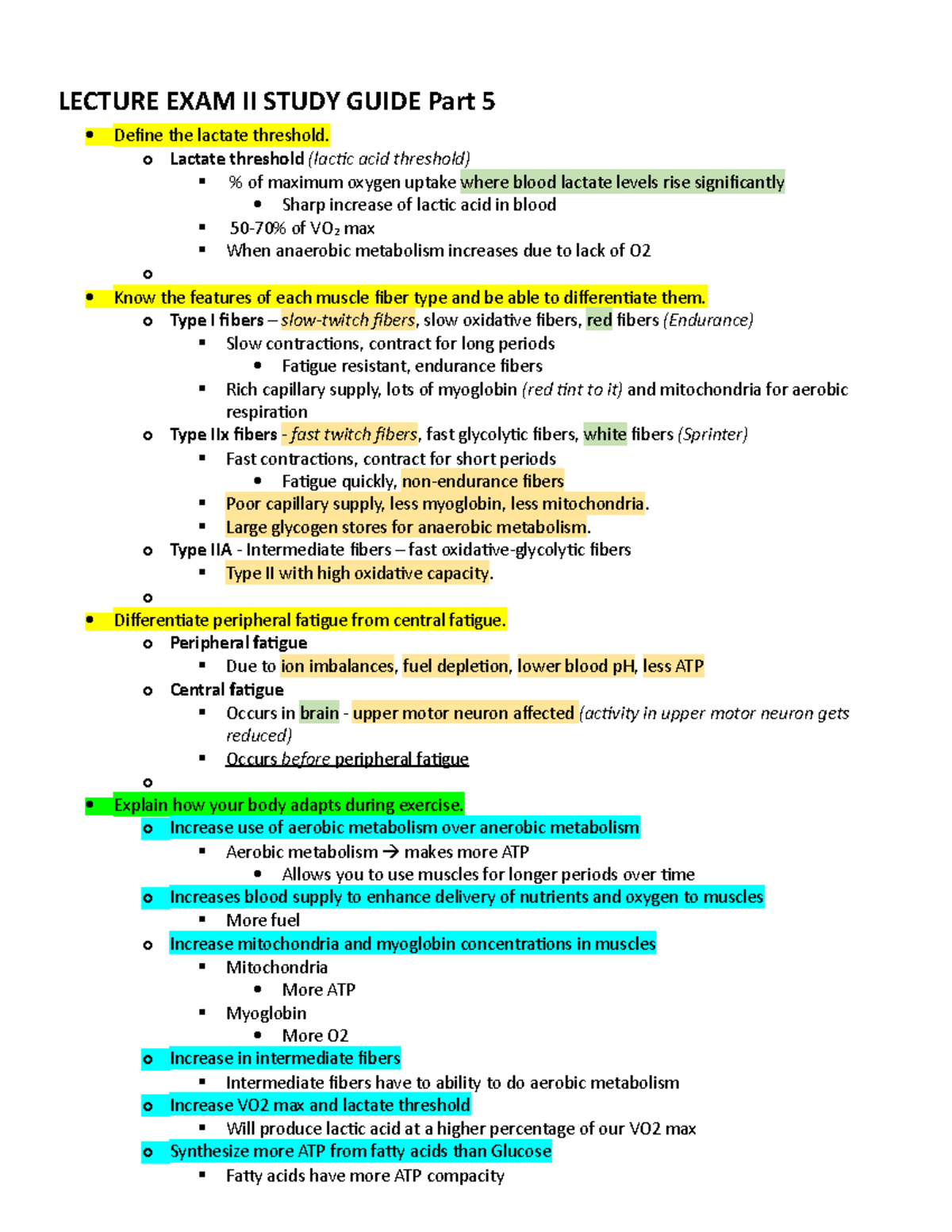 Lecture EXAM II Study Guide Part 5 - LECTURE EXAM II STUDY GUIDE Part 5 ...
