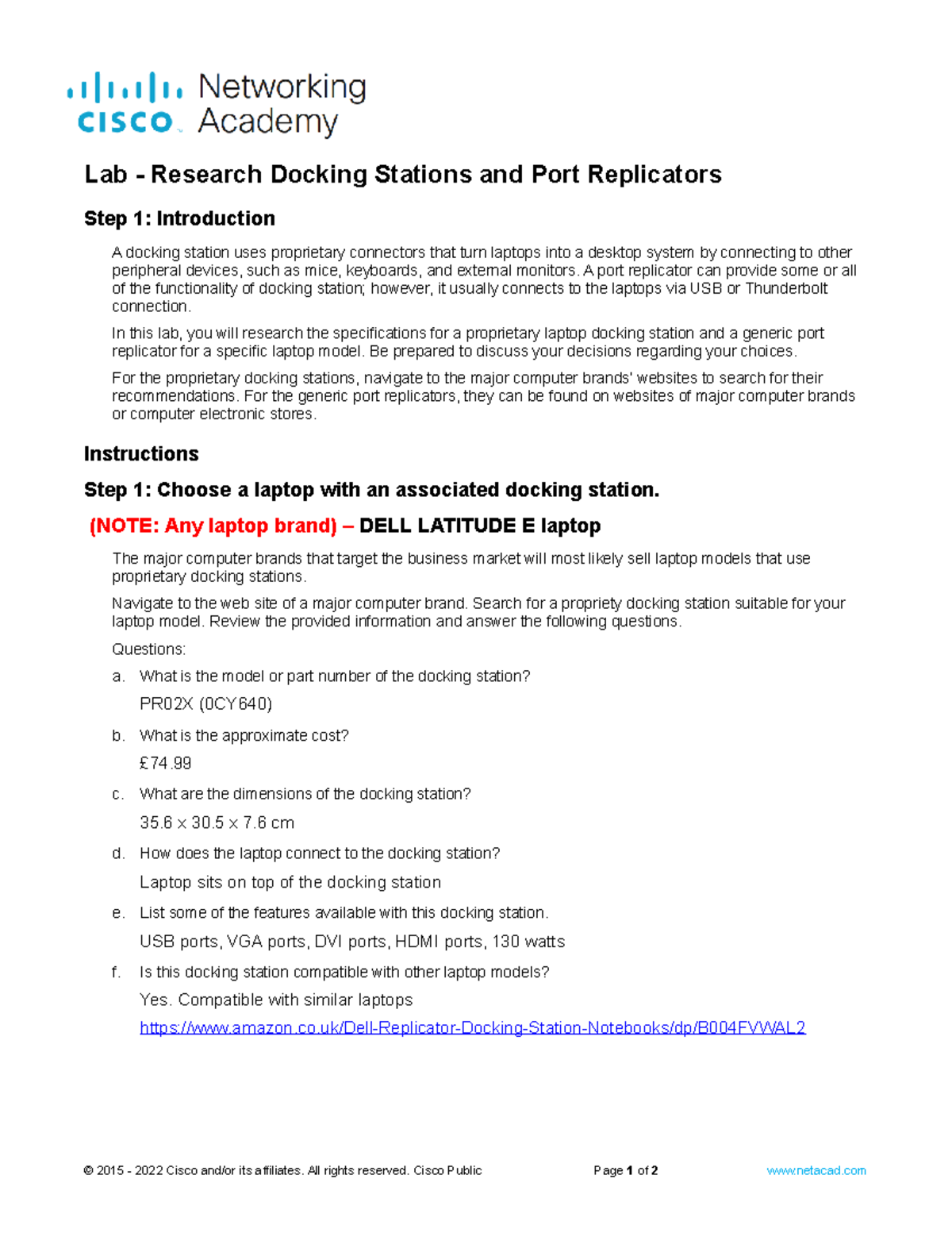 7.1.2.8 Lab - Research Docking Stations and Port Replicators - Lab ...