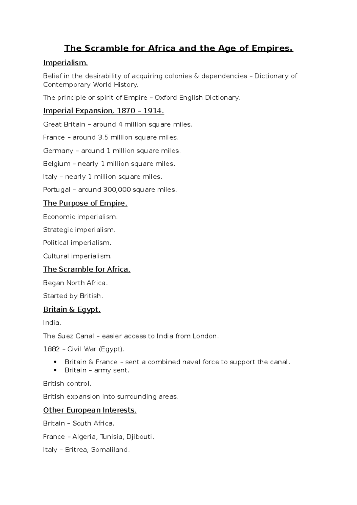 The Scramble for Africa and the Age of Empires - Imperialism. Belief in ...