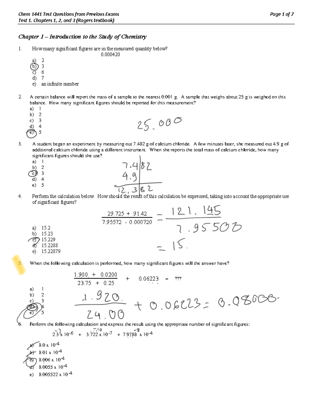 SECC - Exam 1 - Chapters 1, 2, 3 - Test 1. Chapters 1, 2, and 3 (Rogers ...