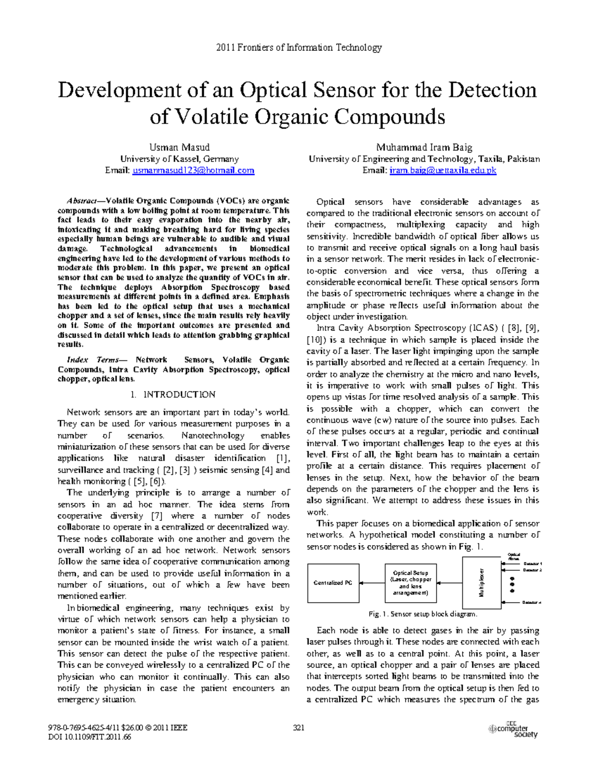 Development of an optical sensor for the dection fo voc - Development ...