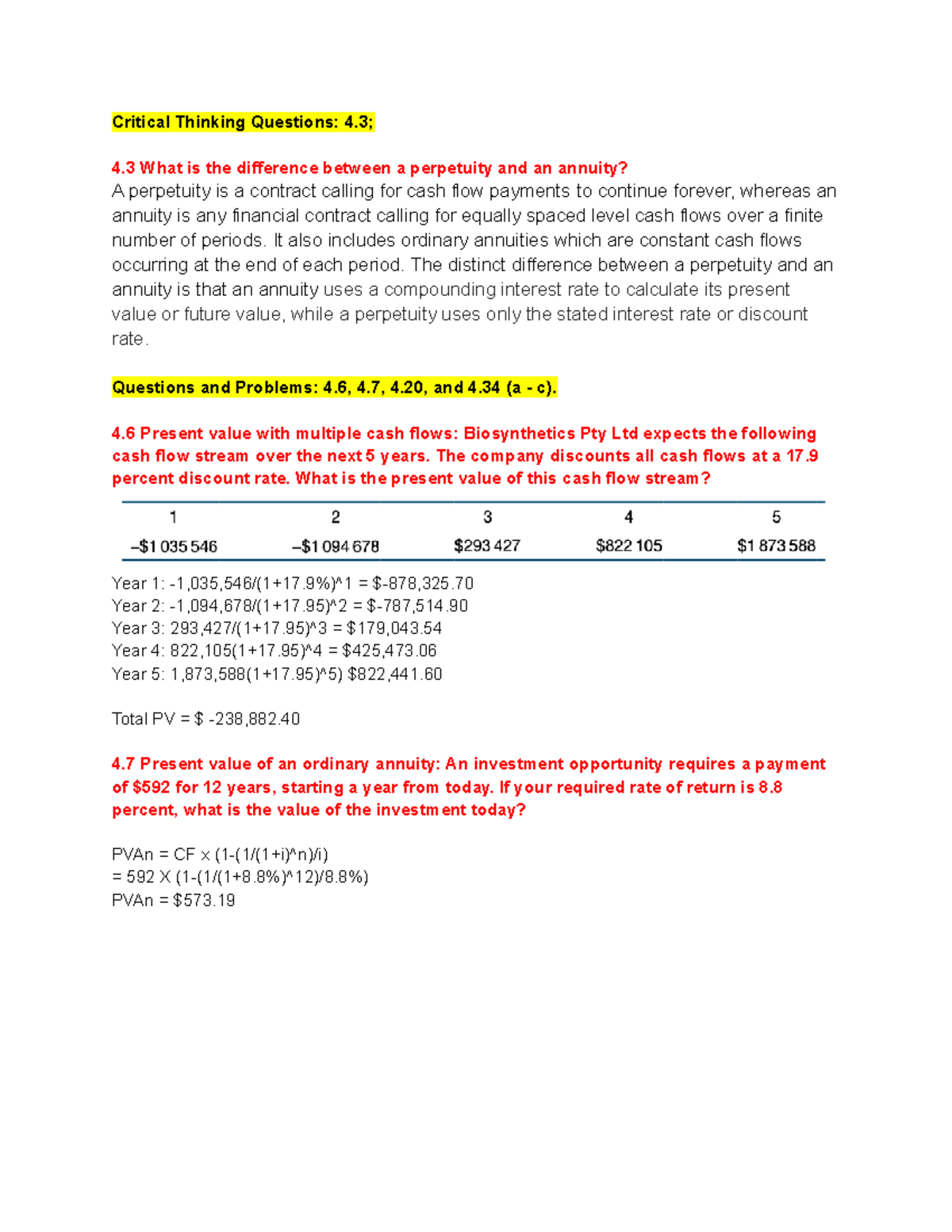 FIN111 HW4 - tutorial homework - Critical Thinking Questions: 4; 4 What ...