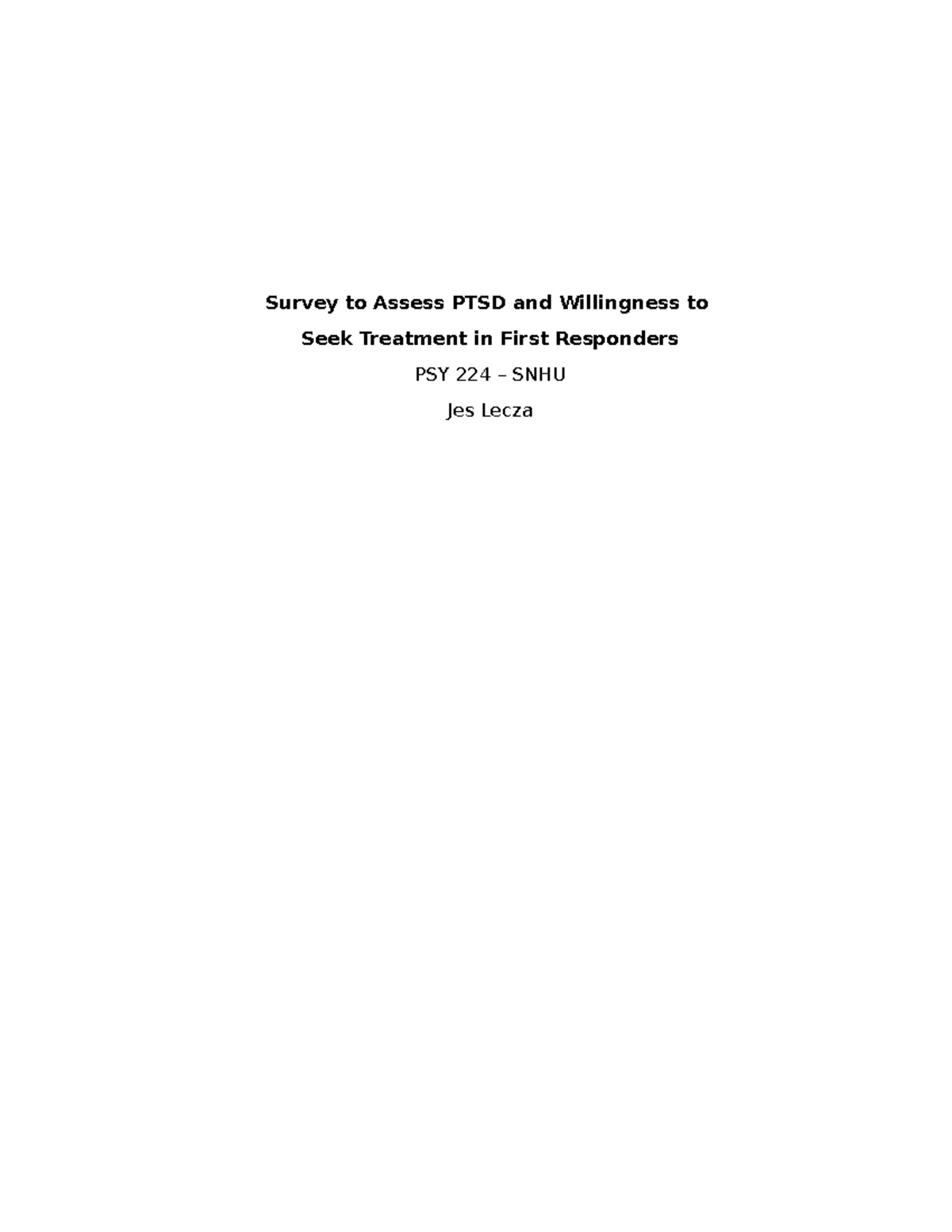 Survey to Assess PTSD - What is your current age: o Under 18 o 19- o 25 ...