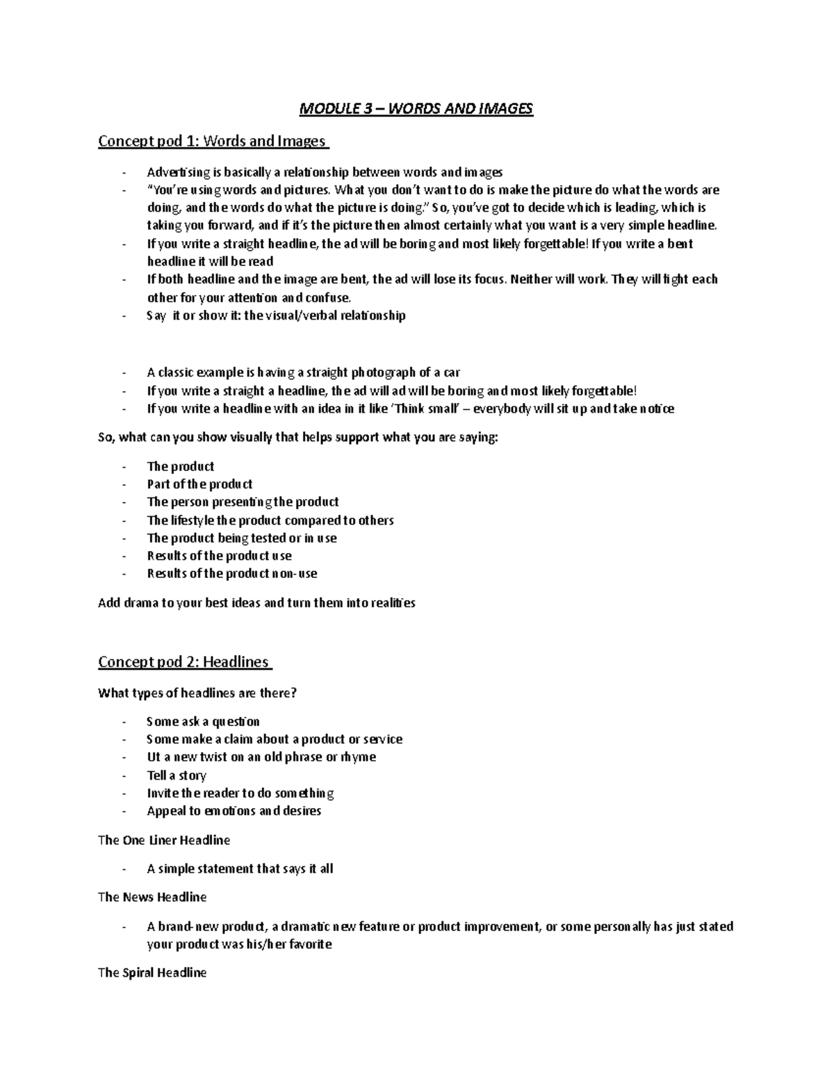 Mod3 - Words and Images - MODULE 3 – WORDS AND IMAGES Concept pod 1: Words and Images ...