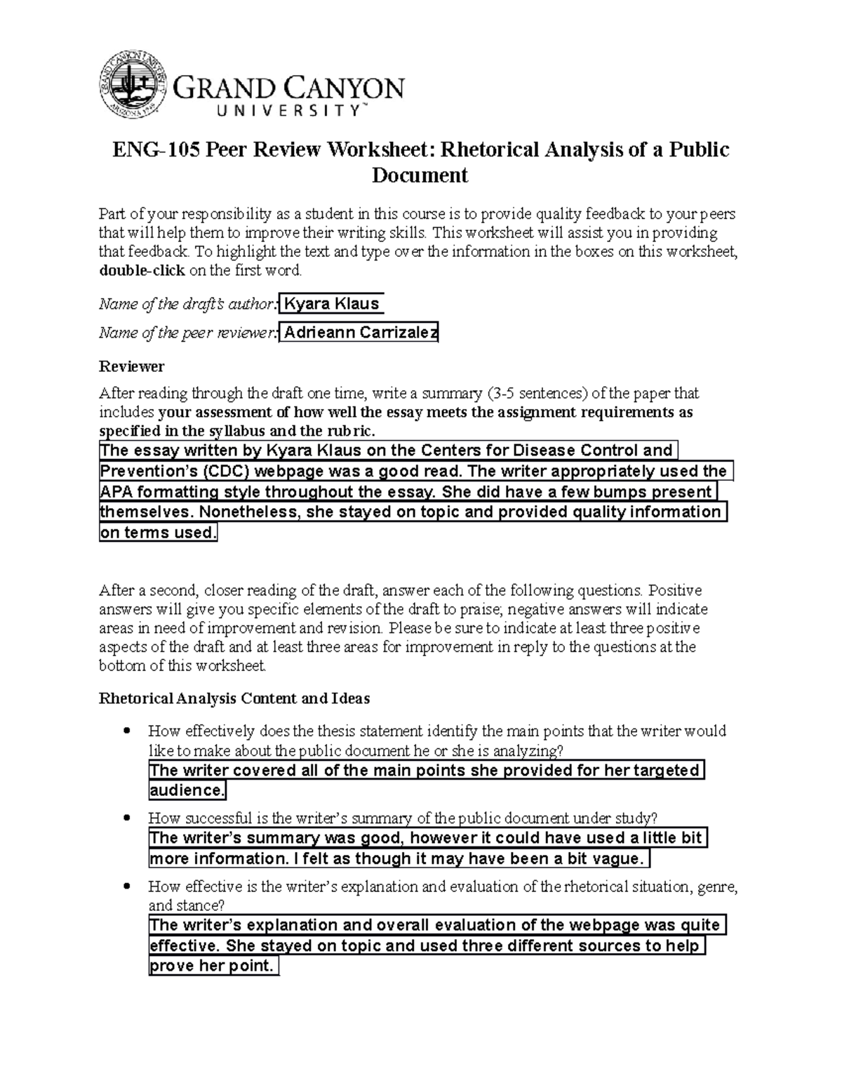 ENG 105 Peer Review Worksheet This Worksheet Will Assist You In eng-105-peer-review-worksheet-this-worksheet-will-assist-you-in