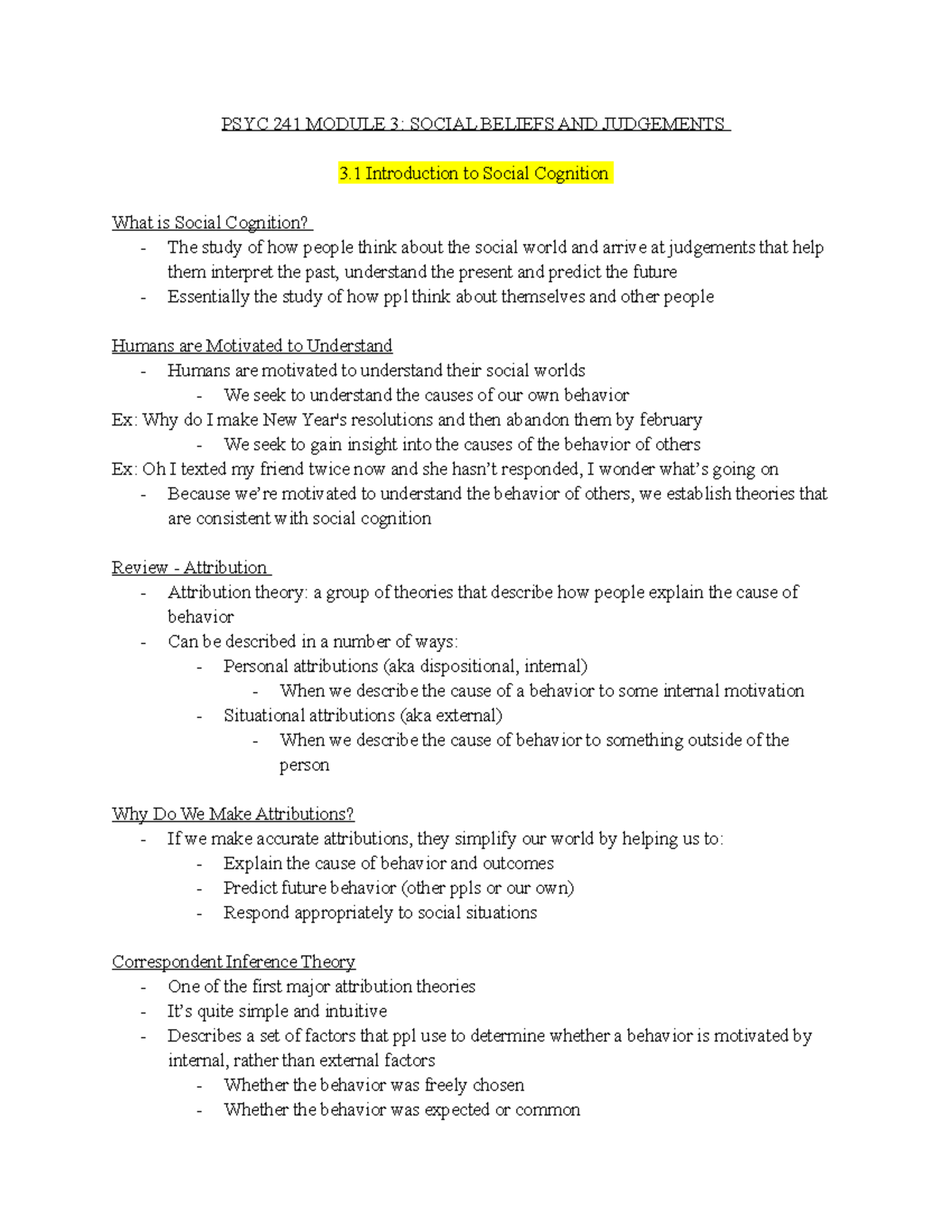 Psyc 241 Module 3 Psyc 241 Module 3 Social Beliefs And Judgements