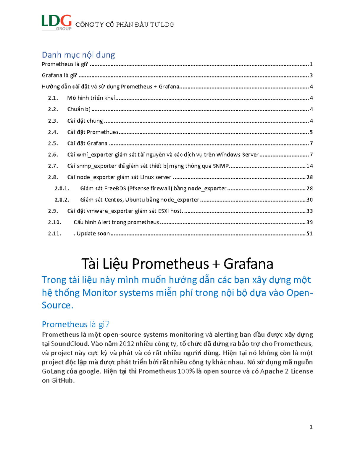 Pdfcoffee - Cài đặt Prometheus - Danh mÿc nßi dung Prometheus l‡ gÏ? - Studocu