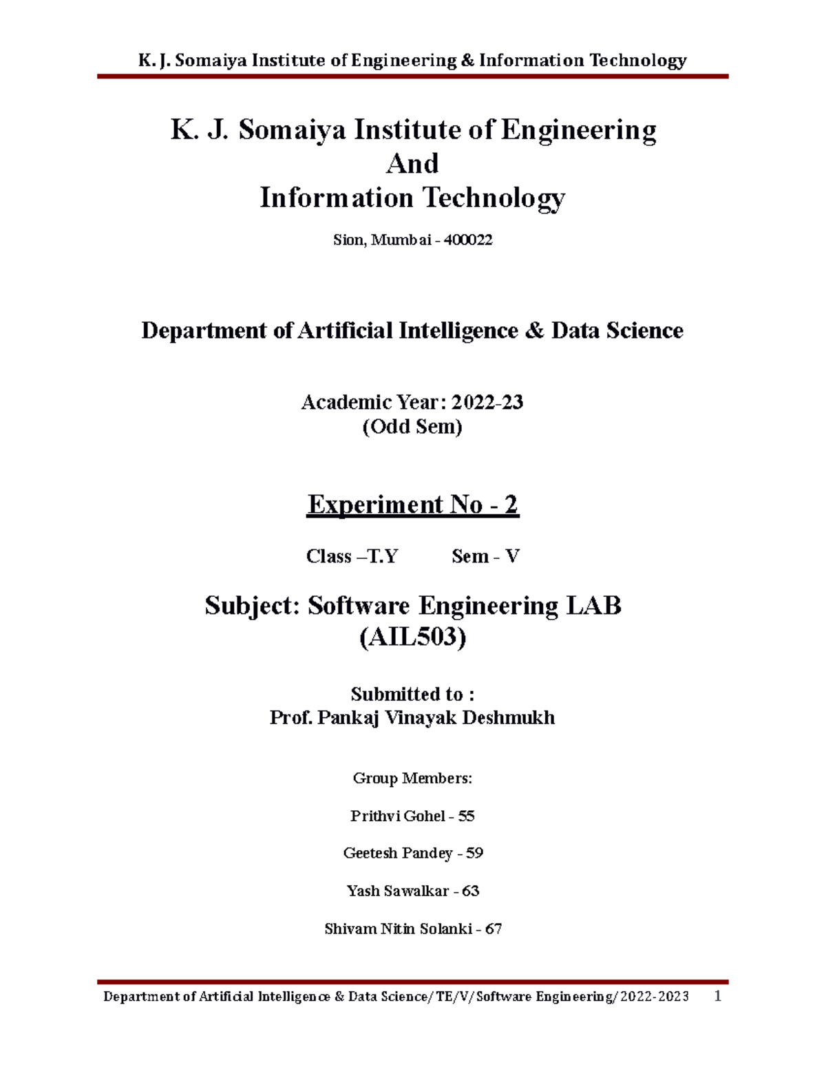 SBL EXP-2 - SBL-Report - K. J. Somaiya Institute of Engineering And ...