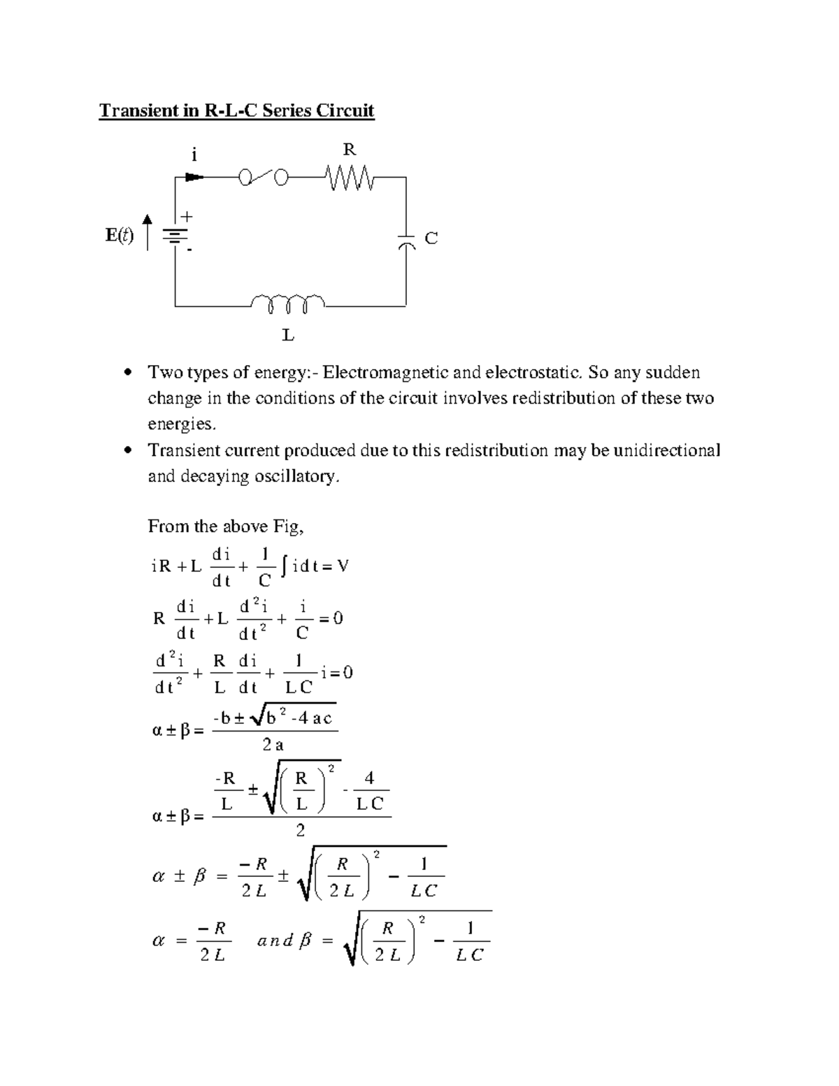 Transient in R-L-C Series Circuit - So any sudden change in the ...