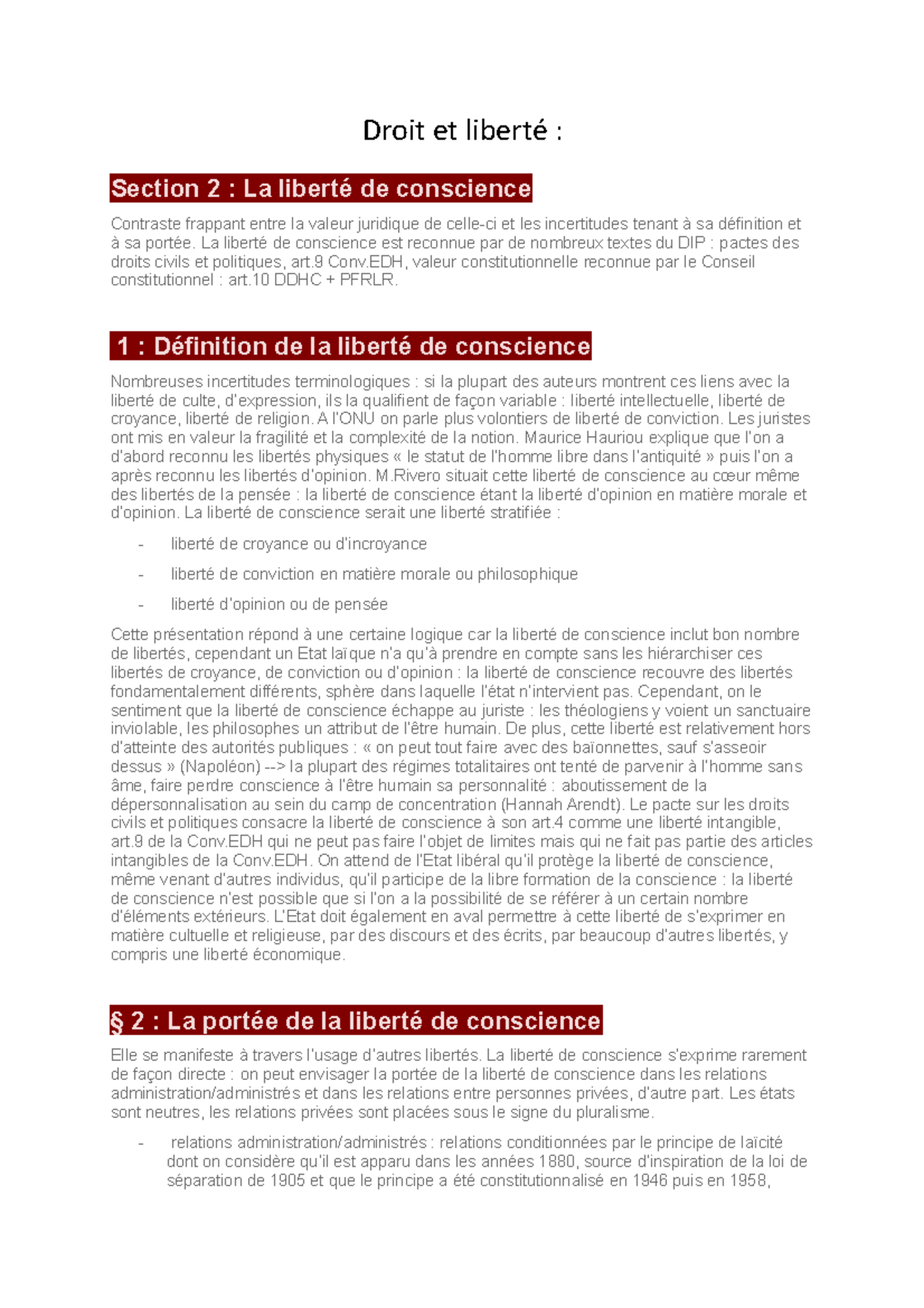 Droit et libert 7 - Droit et liberté : Section 2 : La liberté de ...