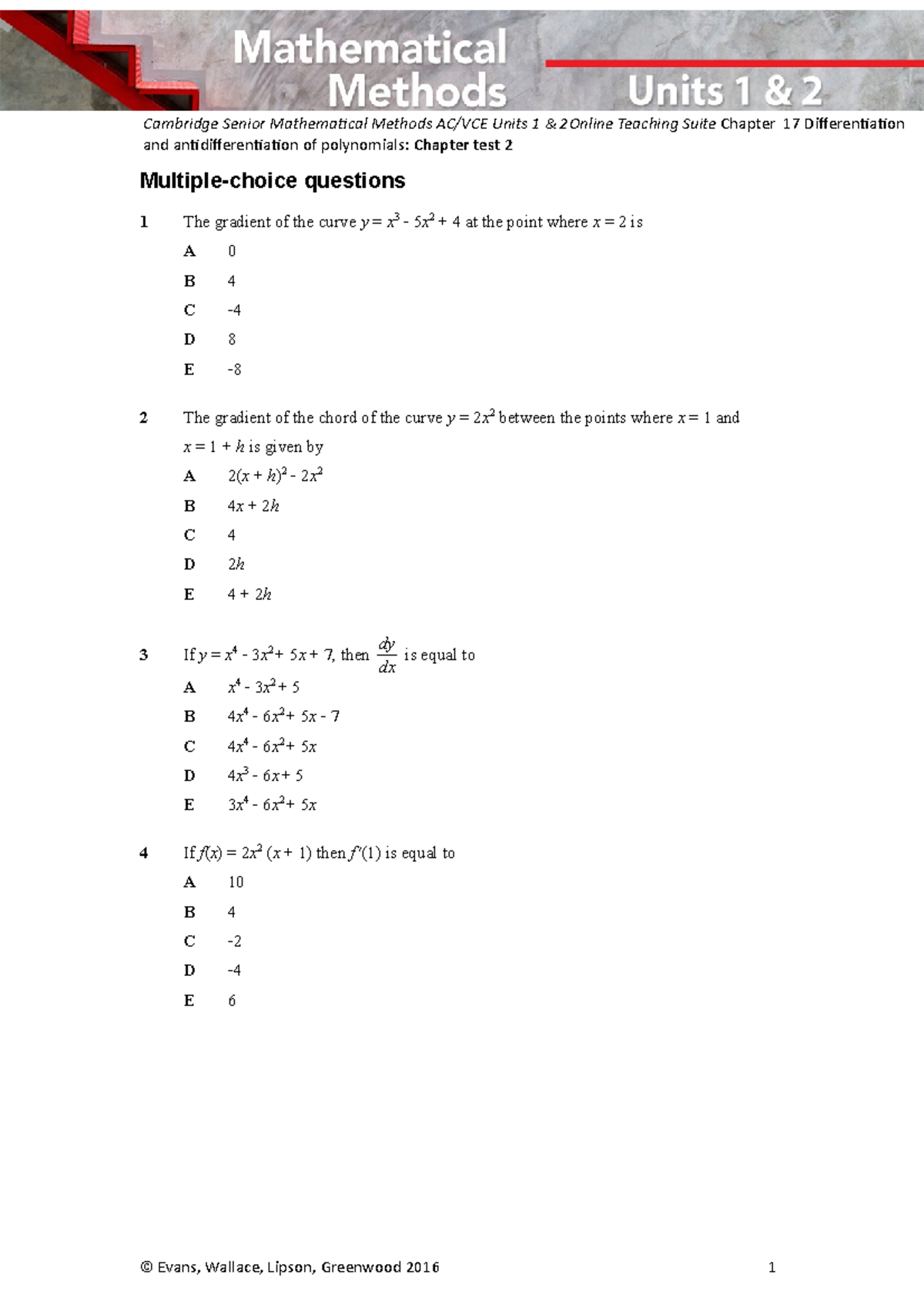 Chapter test 17 T2 - sssssssssssssssssssssssssssssss - Multiple-choice ...