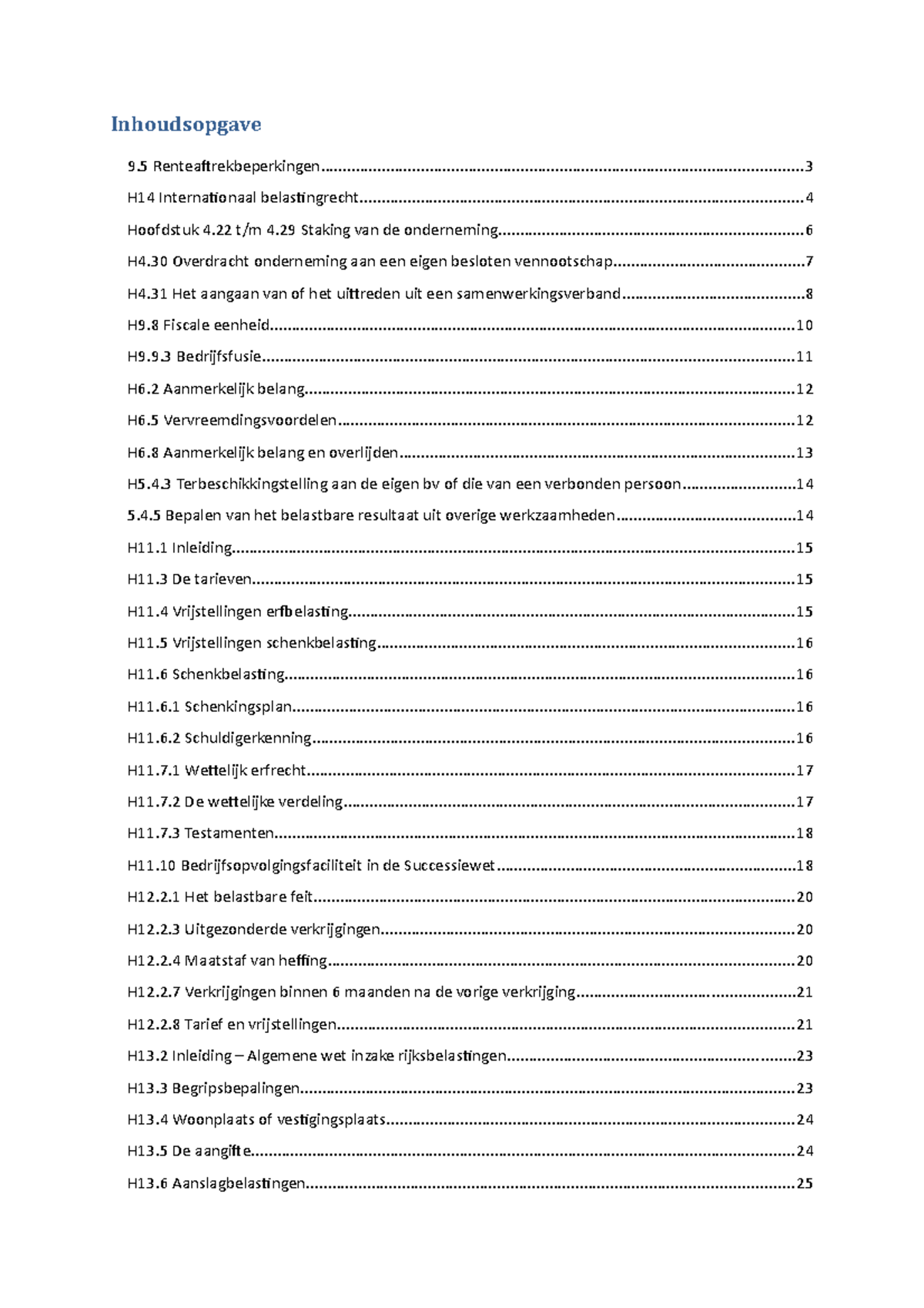 Samenvatting - Inhoudsopgave 9 - Studeersnel