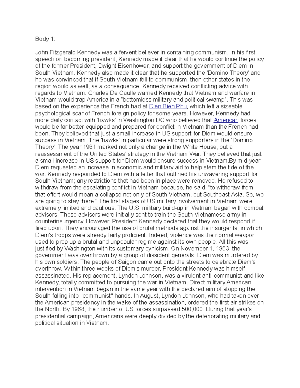 History 17B Final Script - Body 1: John Fitzgerald Kennedy was a ...